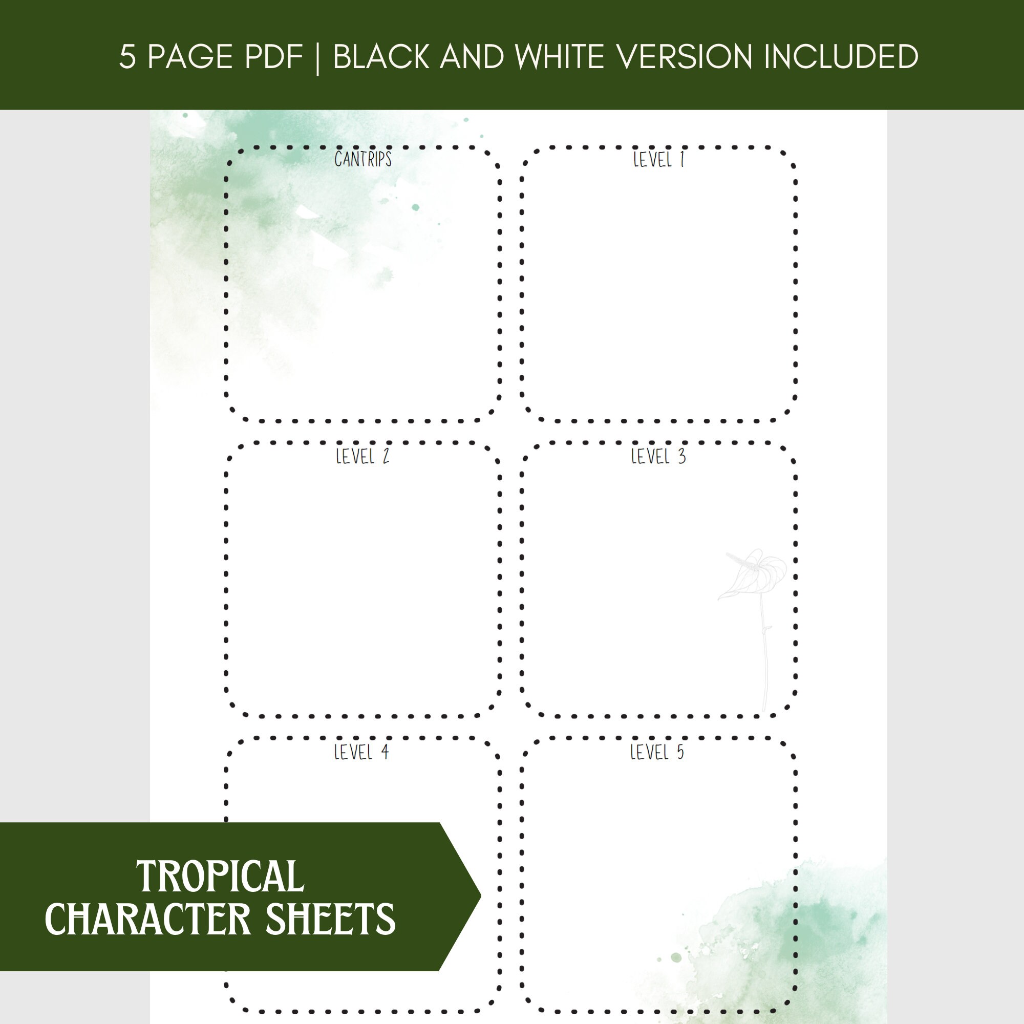 Dnd Character Sheets 5e: Tropical Plants, Printable Druid Dungeons ...