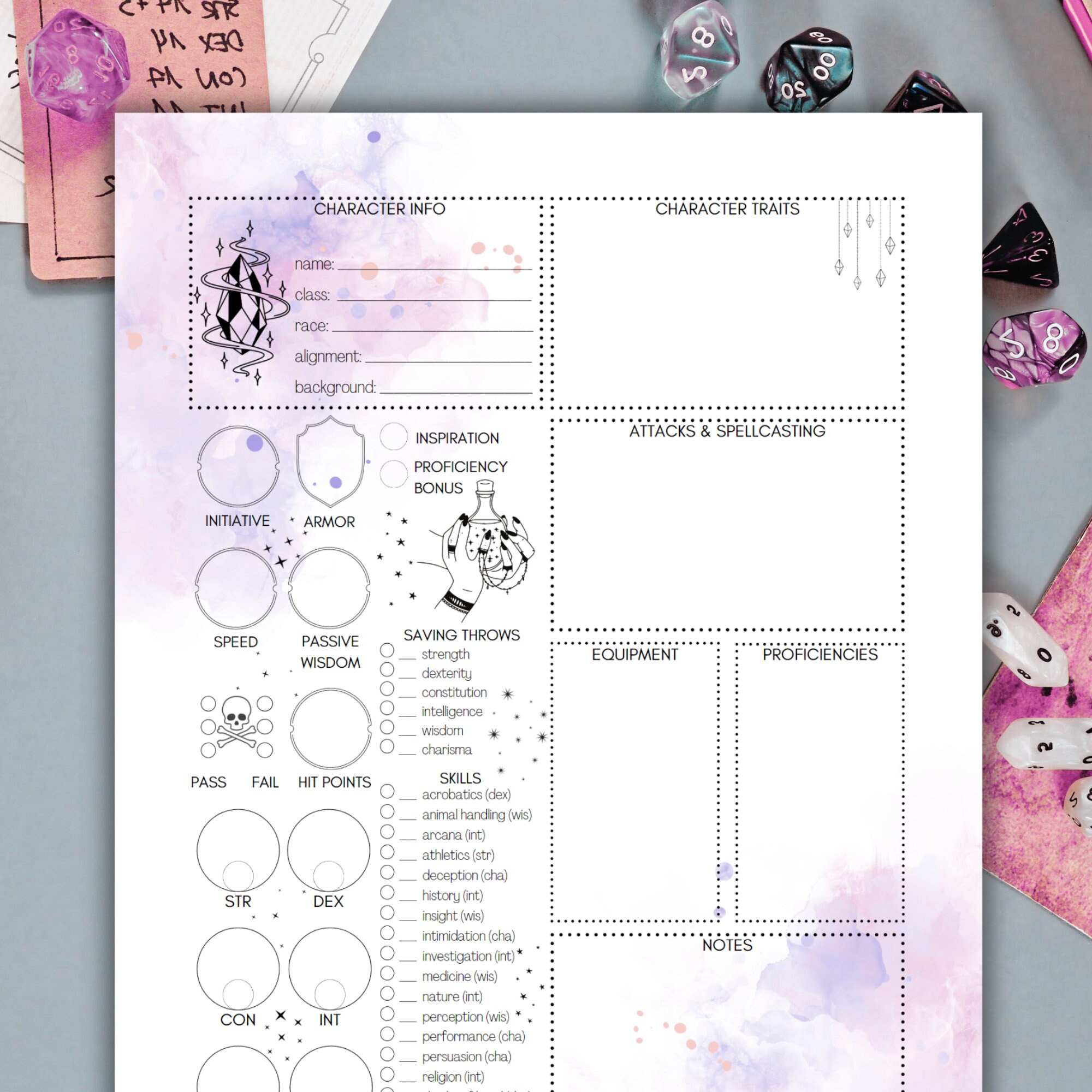 Dnd 5e Character Sheet: Enchanted, Printable Druid Dungeons & Dragons ...