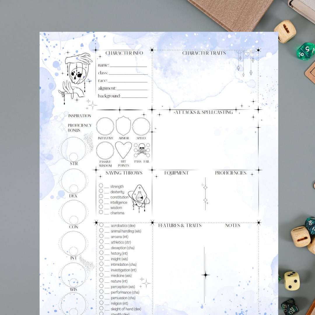 Dnd 5e Character Sheet: Magic, Fillable Wizard Dungeons and Dragons ...