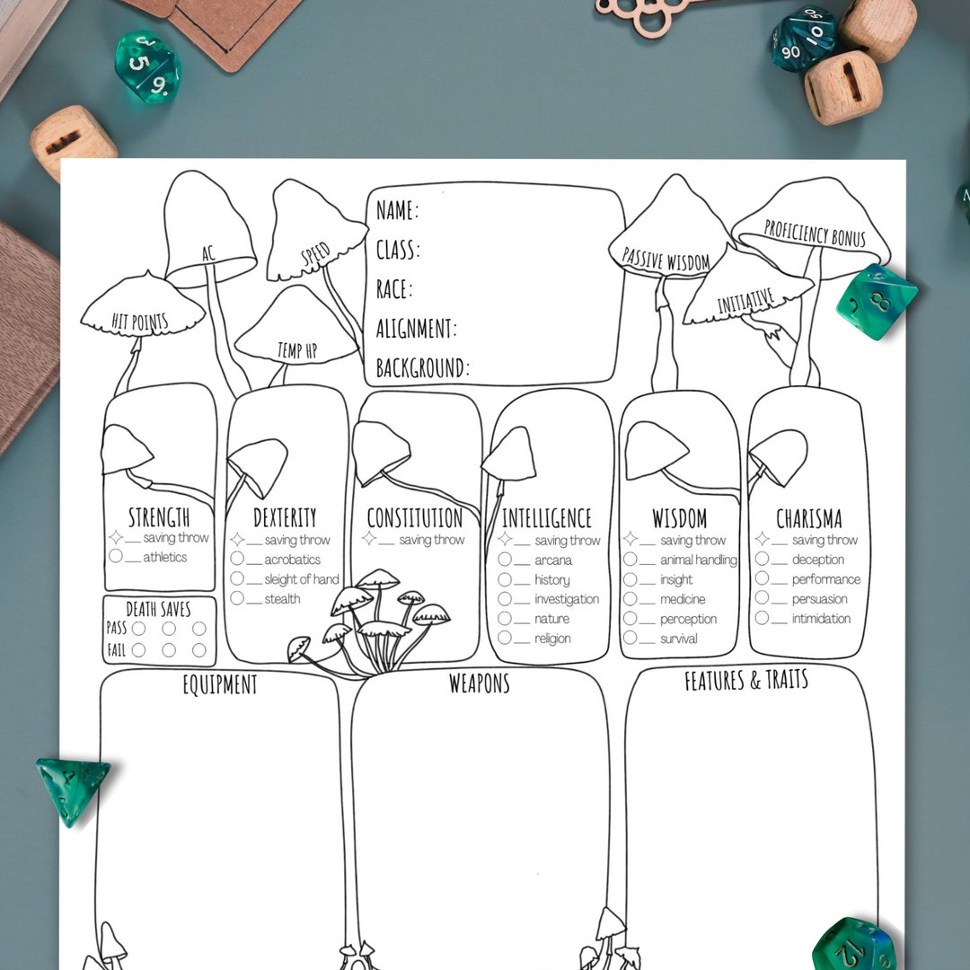 Dnd Character Sheet Circle of Spores Druid, Mushroom Druid Dungeons ...