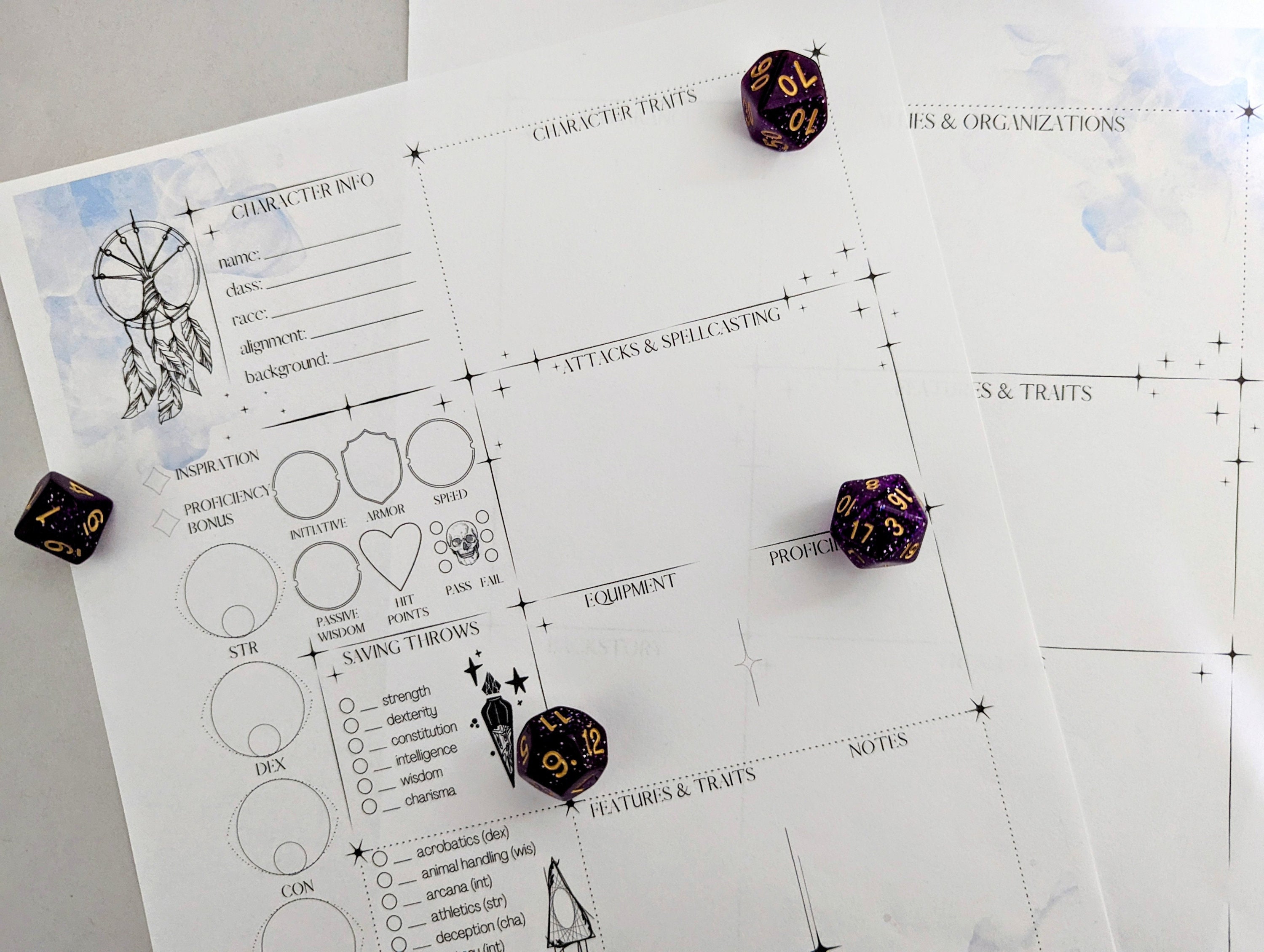 Dnd Character Sheet: Circle of Dreams Druid, Form Fillable Dungeons and ...