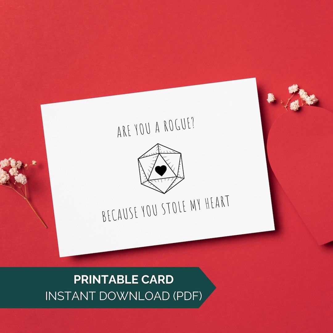 Dnd Valentine Card, Are You A Rogue? Because You Stole My Heart ...