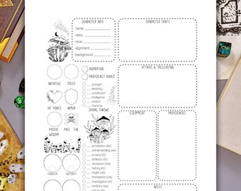 Dnd Character Sheet Circle of Spores Druid, Mushroom Druid Dungeons ...