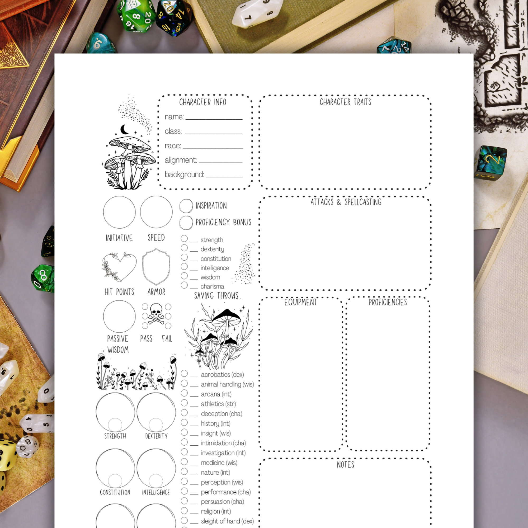 Dnd 5e Character Sheet: Circle of Spores Druid, Mushroom Druid Dungeons ...