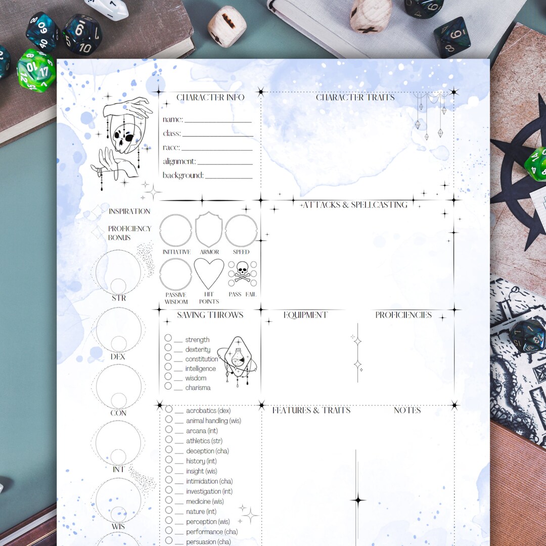Dnd 5e Character Sheet: Magic, Fillable Wizard Dungeons and Dragons ...