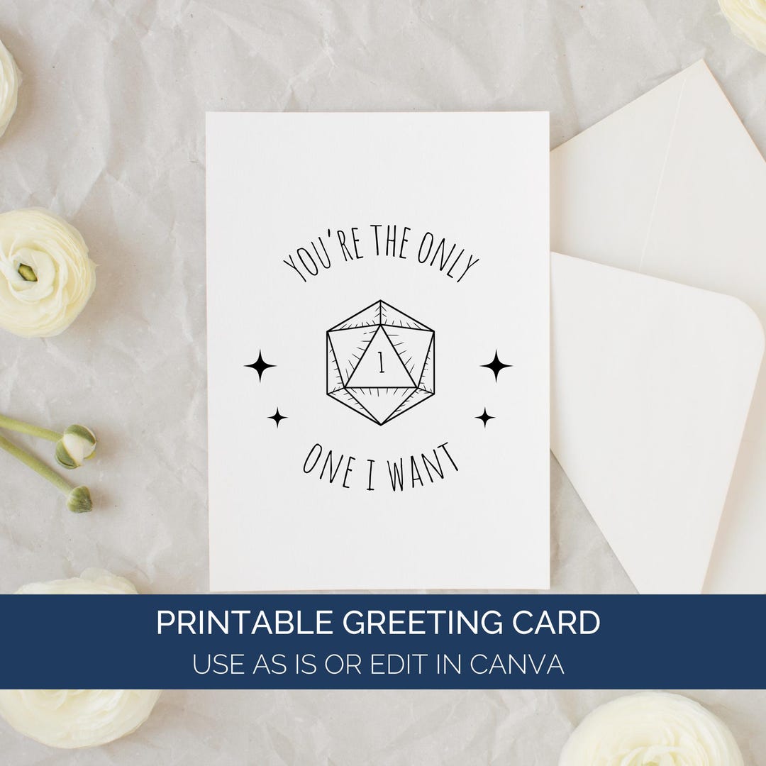 Dungeons and Dragons Valentines Day Card Canva Template, You're the ...