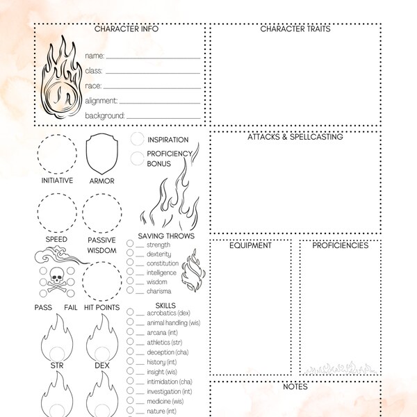Dnd 5e Stat Sheet - Etsy