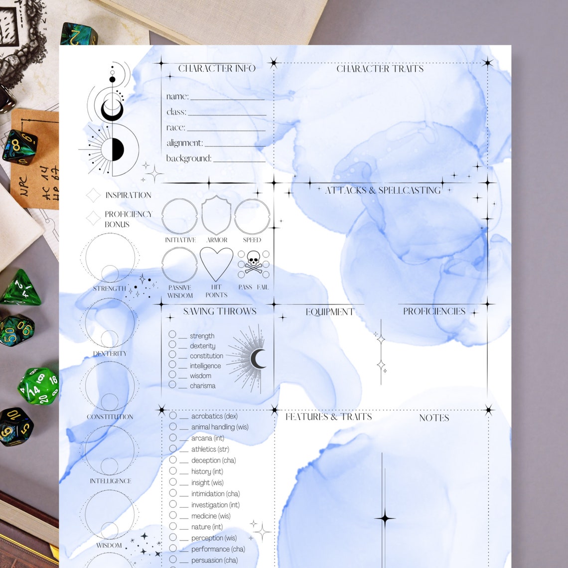 Dnd Character Sheet: Celestial, Fillable D&D Circle of Moon, Circle of ...