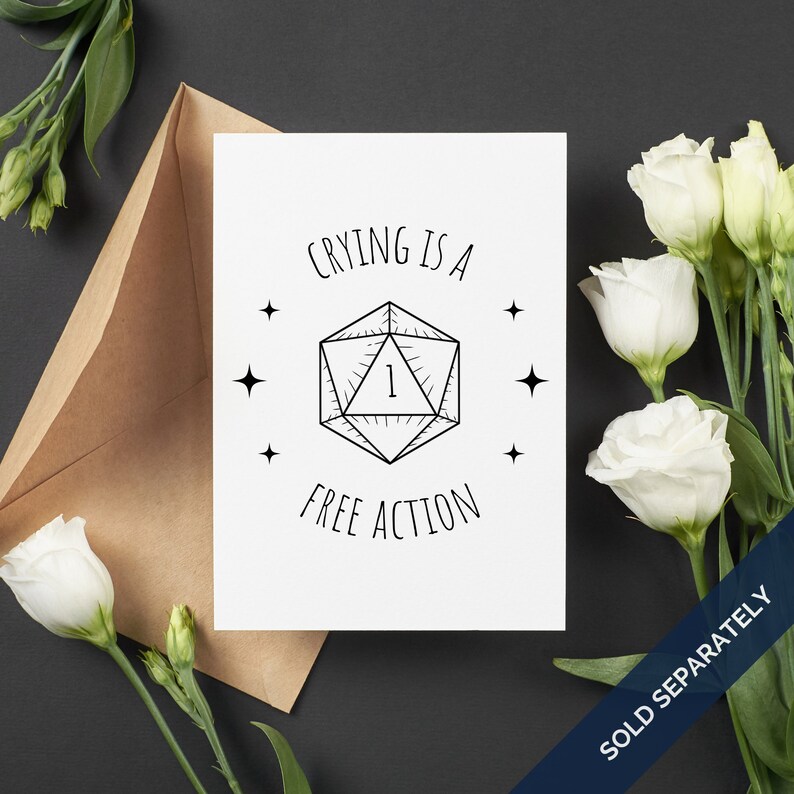 Dungeons and Dragons Sympathy Card, Crit Happens D&D Card, Nerdy Get ...