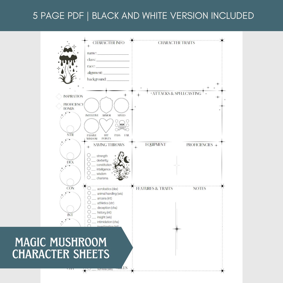 Dnd 5e Character Sheet Mushroom, Circle of Spores Druid Dungeons ...
