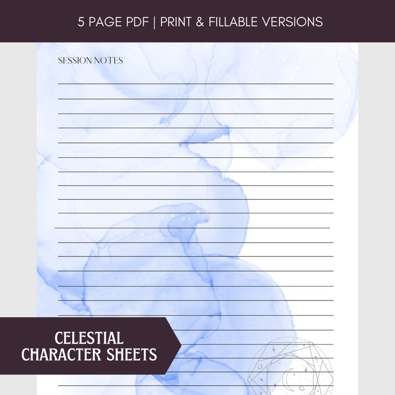 Dnd Character Sheet: Celestial, Fillable D&D Circle of Moon, Circle of ...