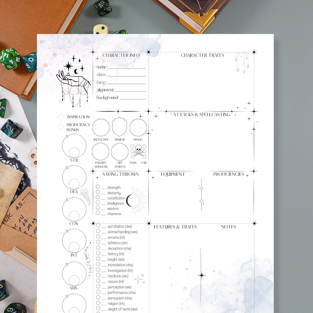Dnd 5e Character Sheet: Circle of Stars Druid Fillable PDF - Etsy UK