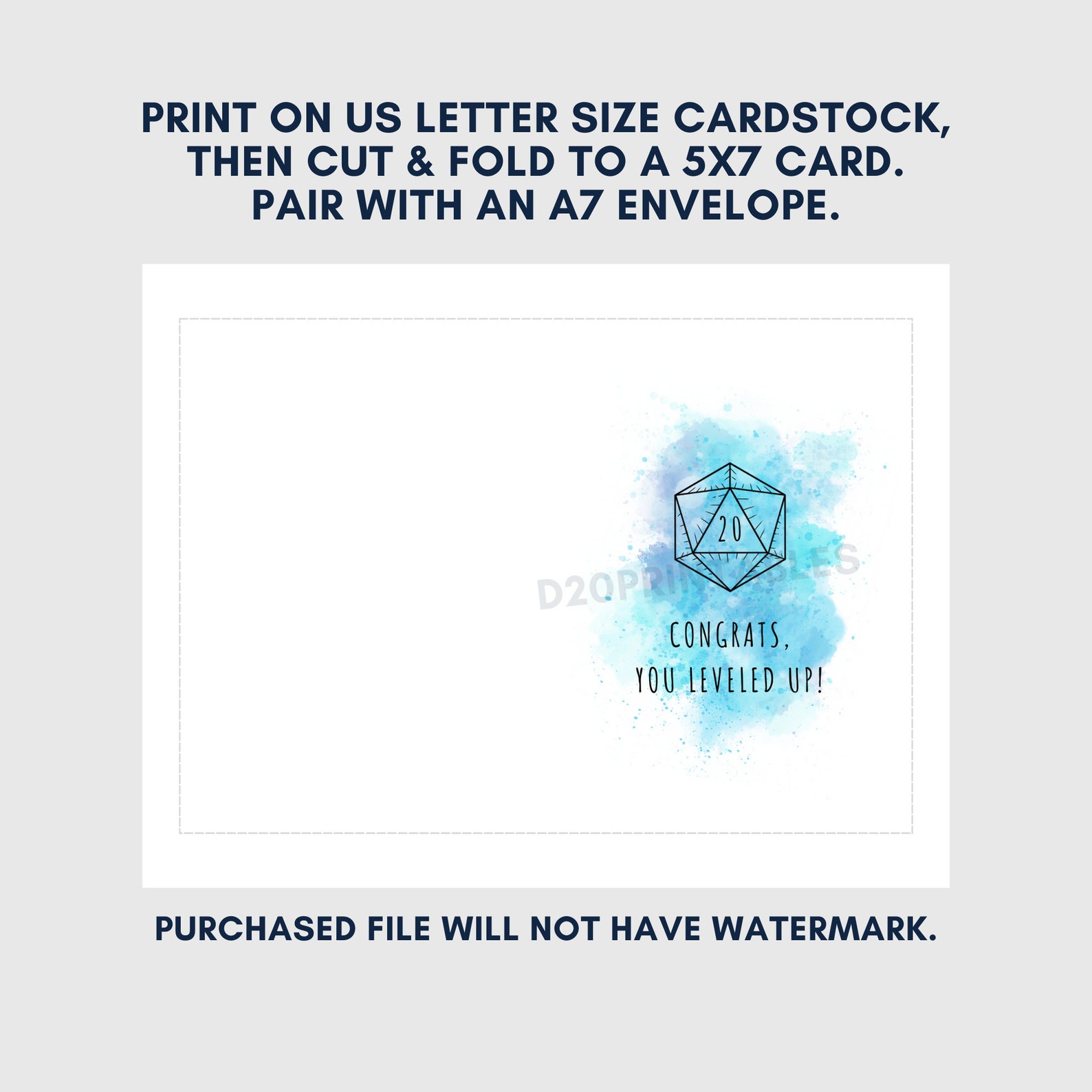 Printable Dungeons and Dragons Birthday Card, Congrats You Leveled up ...