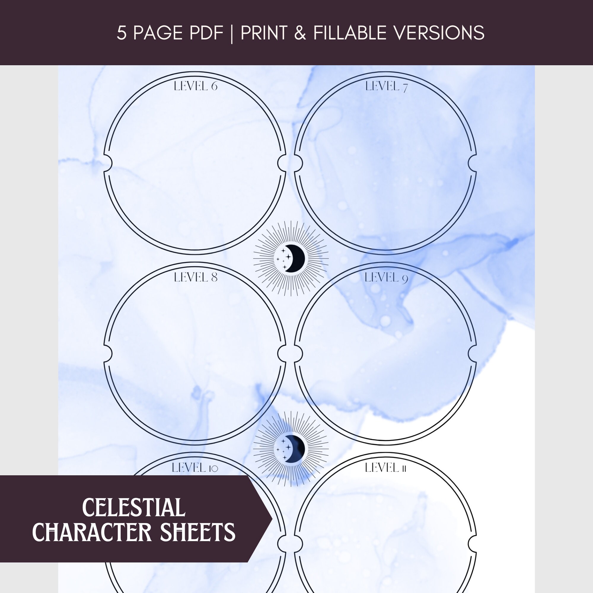 Dnd Character Sheet: Celestial, Fillable D&D Circle of Moon, Circle of ...