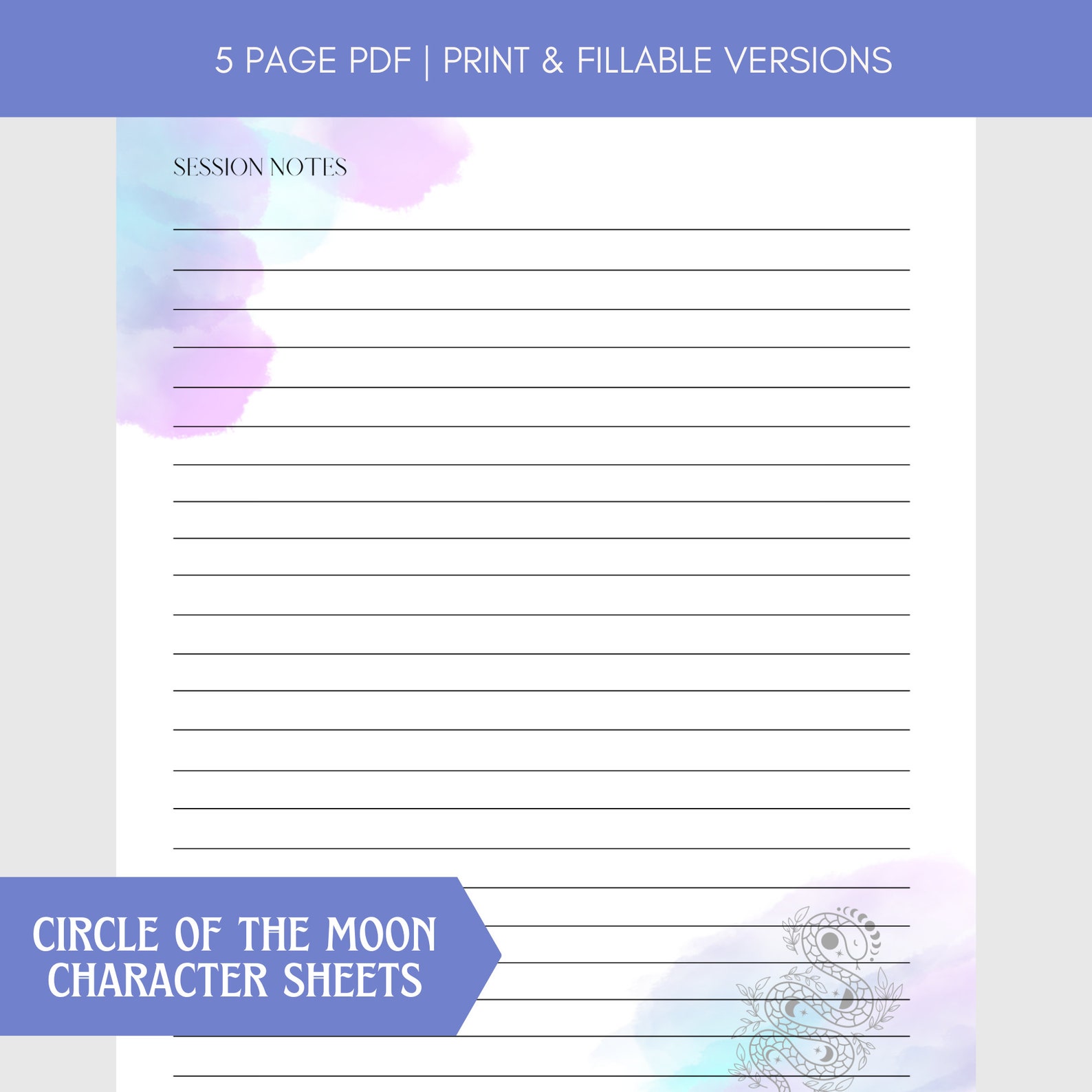 Dnd 5e Character Sheet: Circle of the Moon Druid, Fillable PDF Dungeons ...