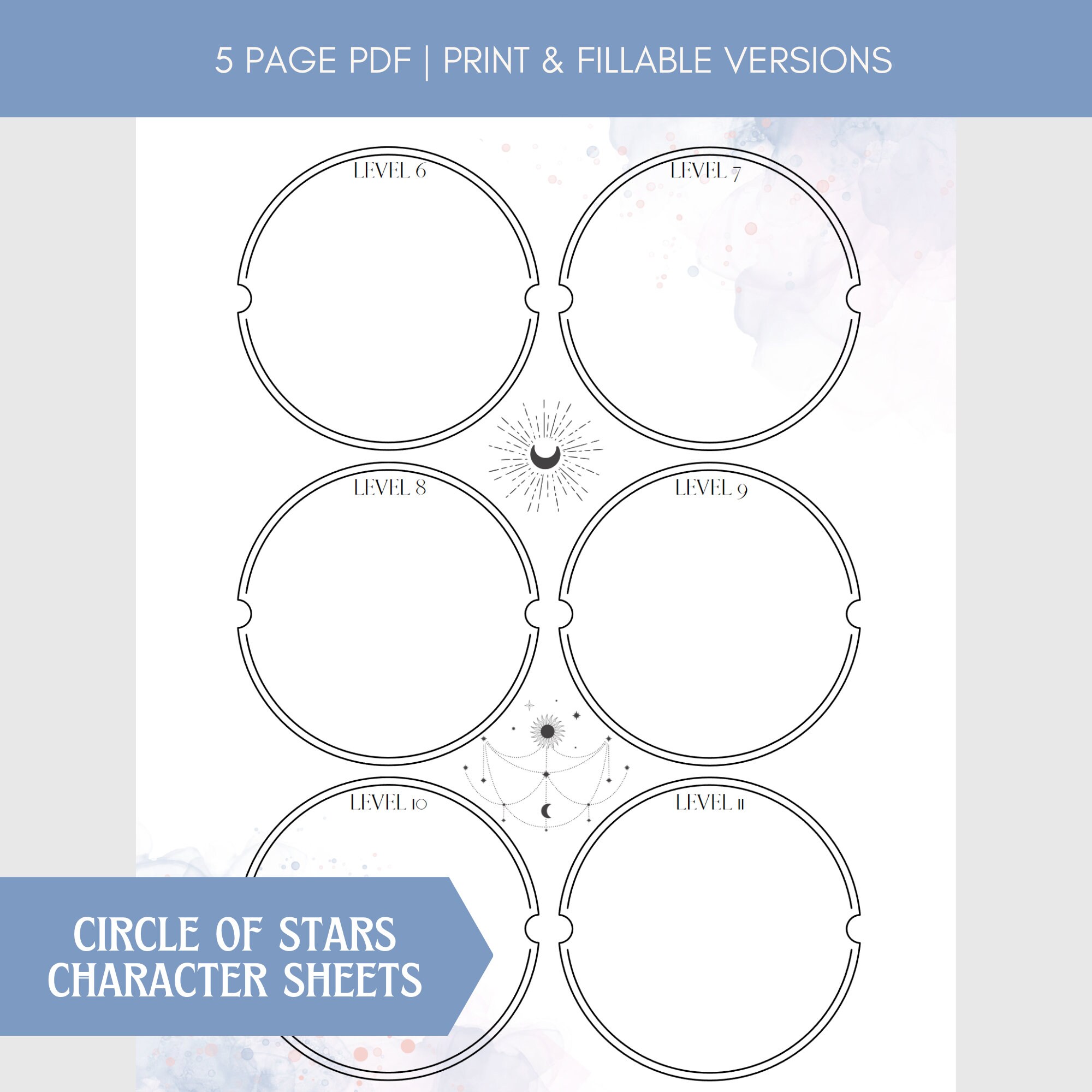 Dnd 5e Character Sheet: Circle of Stars Druid, Celestial Fillable PDF ...