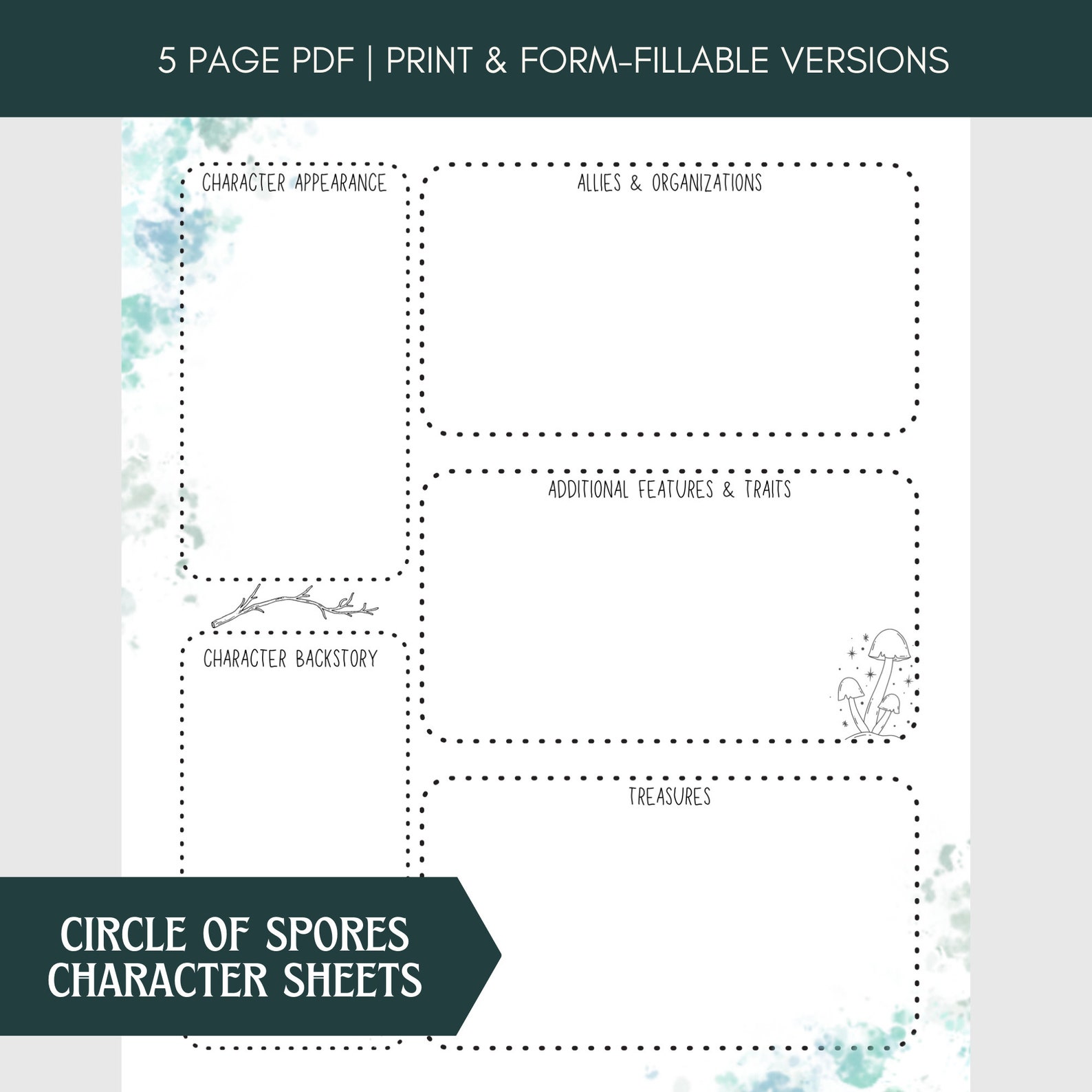 Dnd 5e Character Sheet: Circle of Spores Druid, Form Fillable Druid ...