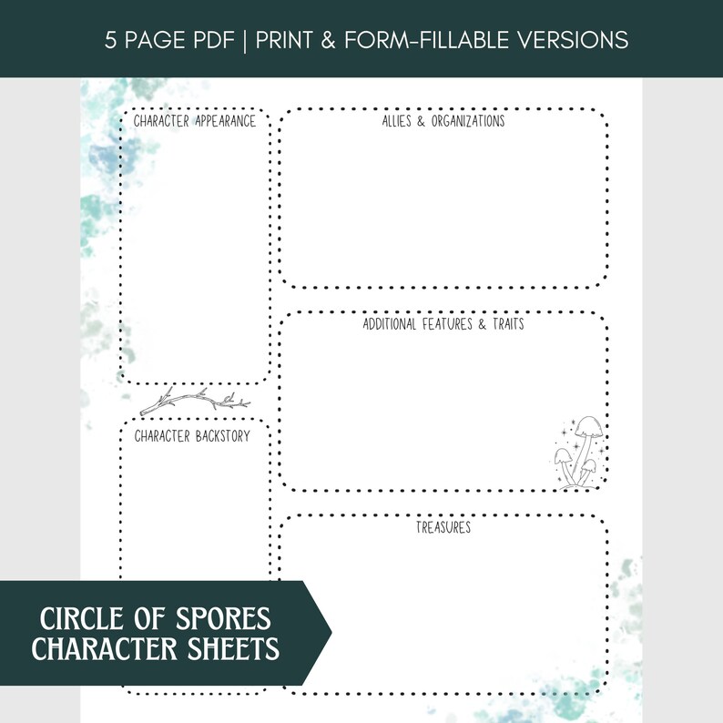 Dnd 5e Character Sheet: Circle of Spores Druid, Form Fillable Druid ...