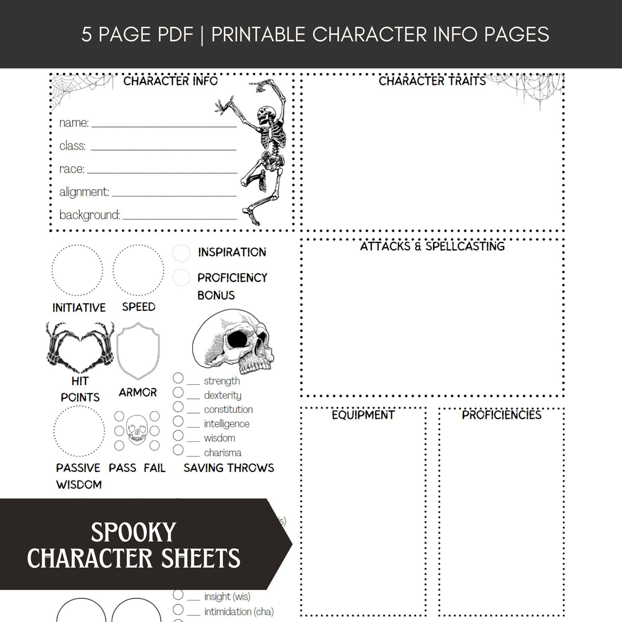 Dnd 5e Character Sheet: Spooky, Printable Halloween Dungeons & Dragons ...