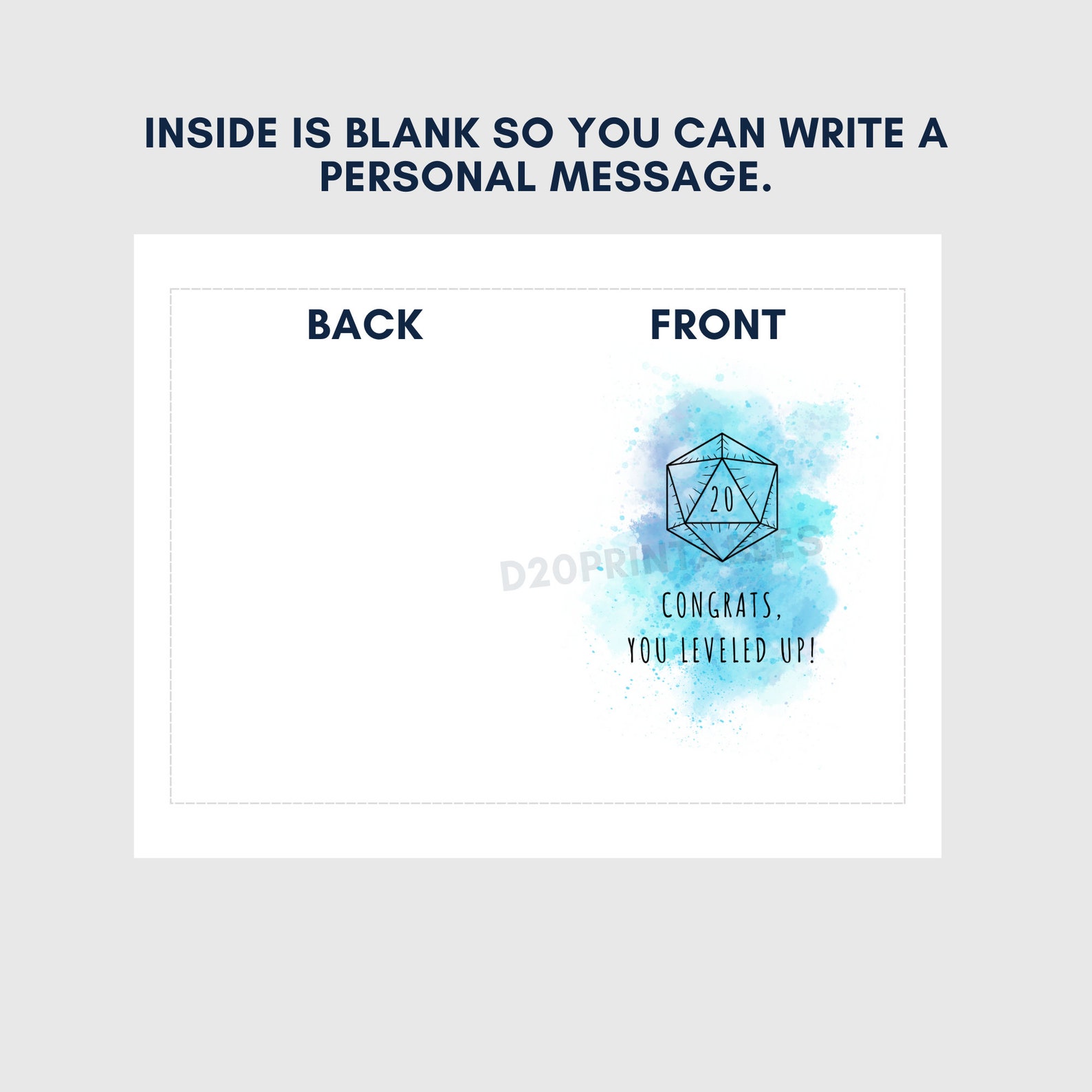 Printable Dungeons and Dragons Birthday Card, Congrats You Leveled up ...