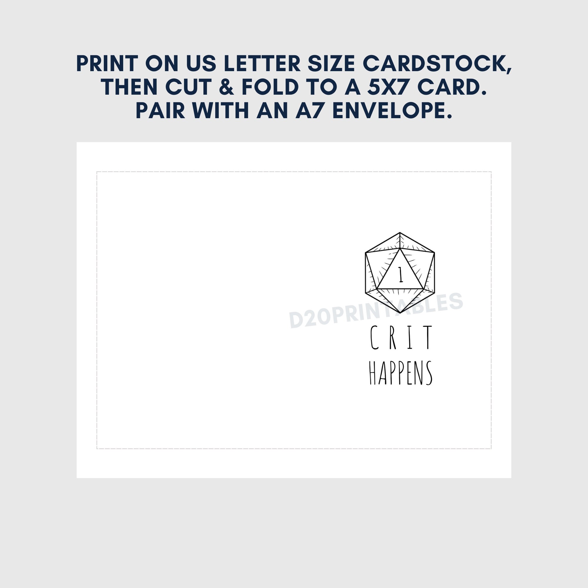 Dungeons and Dragons Sympathy Card, Crit Happens D&D Card, Nerdy Get ...