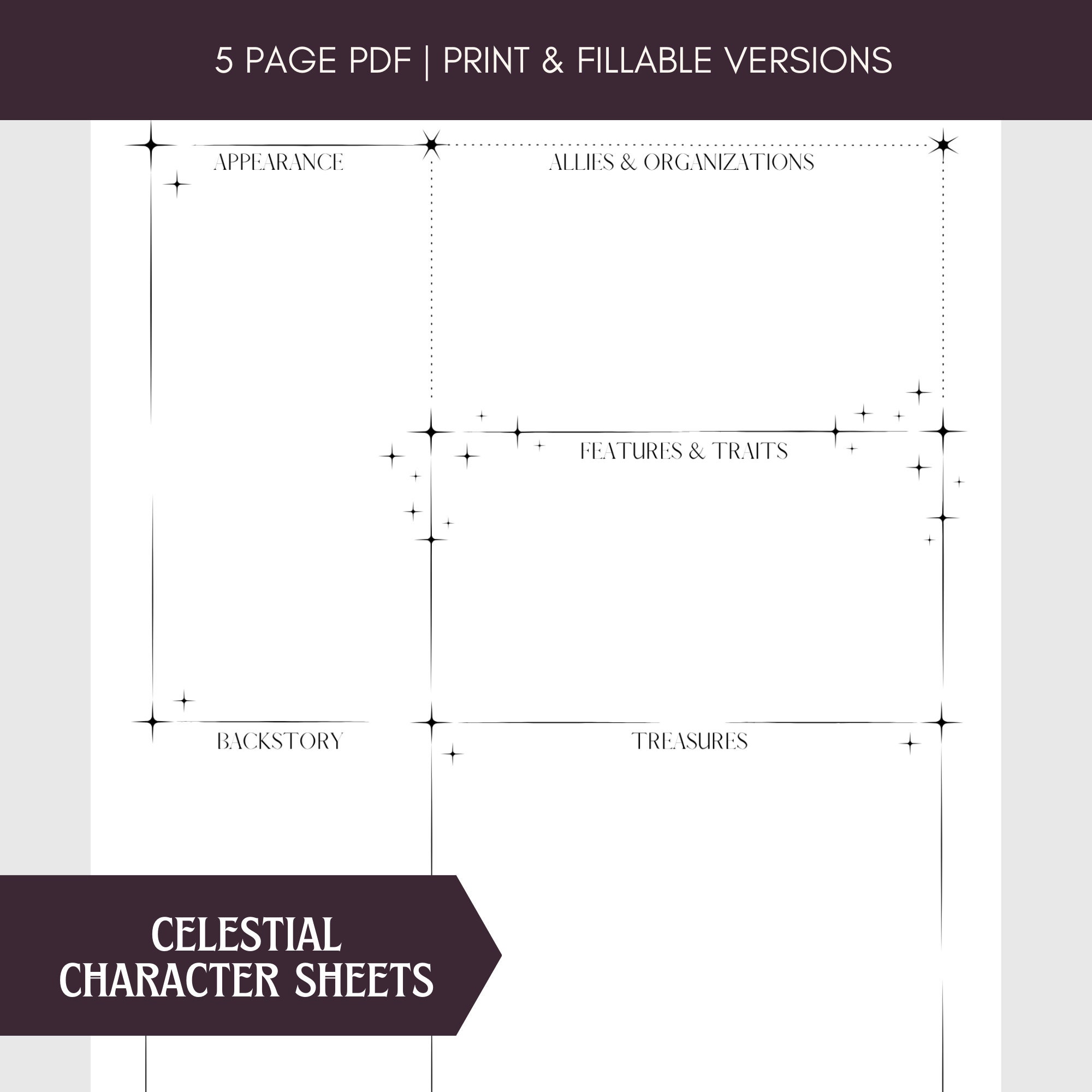 D&D Character Sheet: Celestial, Fillable Dnd Circle of Moon, Circle of ...