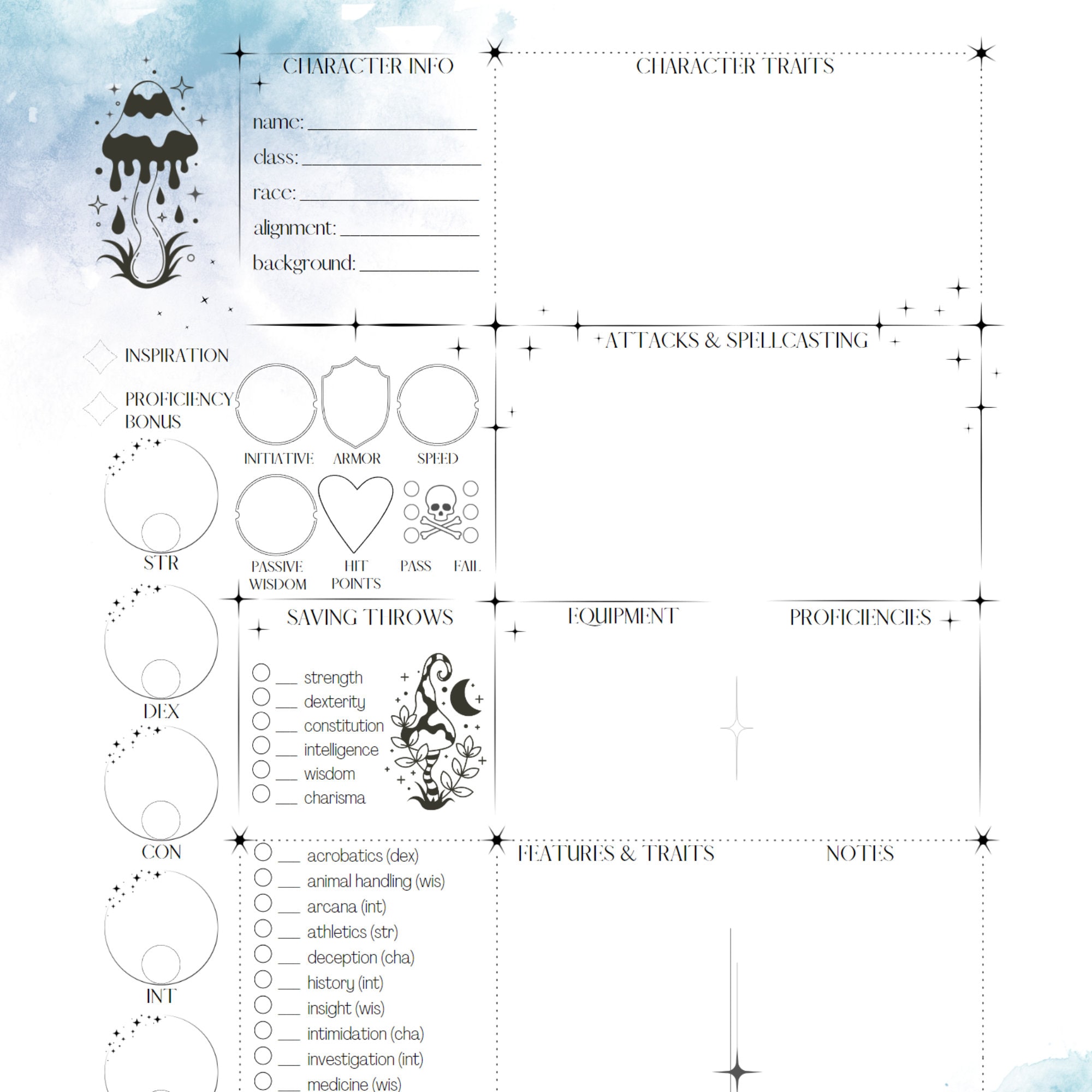 Dnd 5e Character Sheet Mushroom, Circle of Spores Druid Dungeons ...