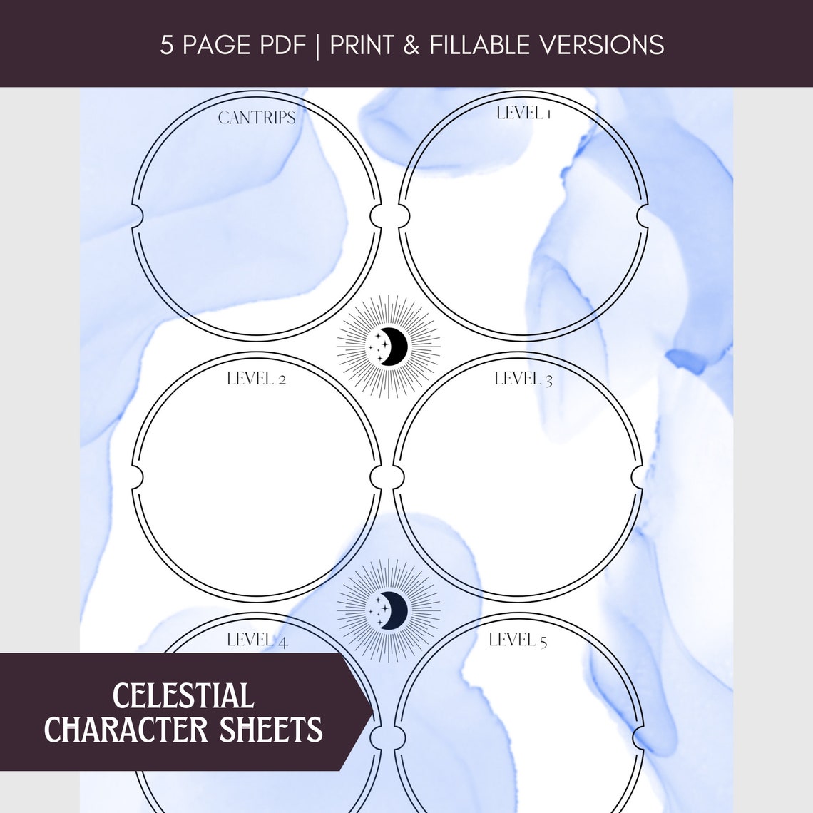 Dnd Character Sheet: Celestial, Fillable D&D Circle of Moon, Circle of ...