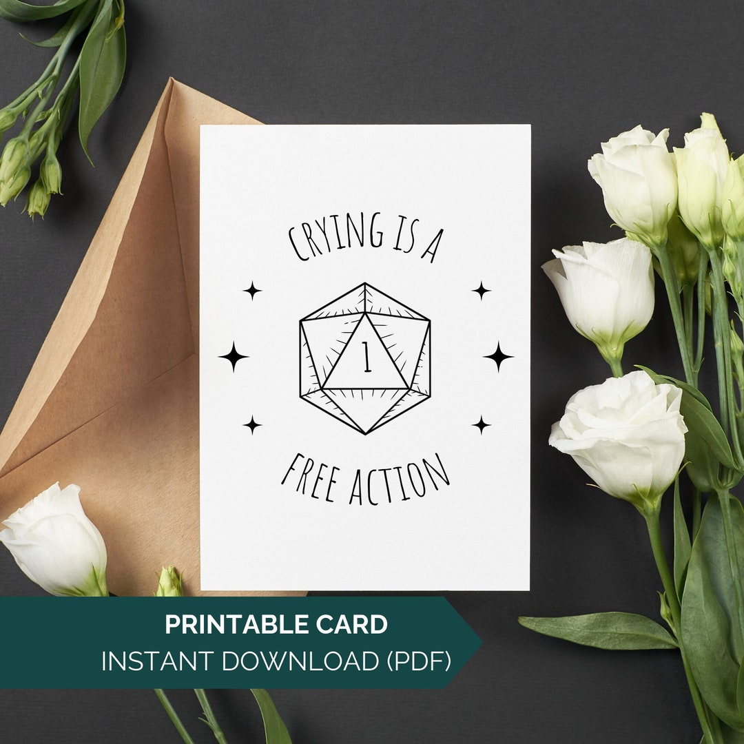 Dungeons and Dragons Sympathy Card, D&D Crying is A Free Action Card ...