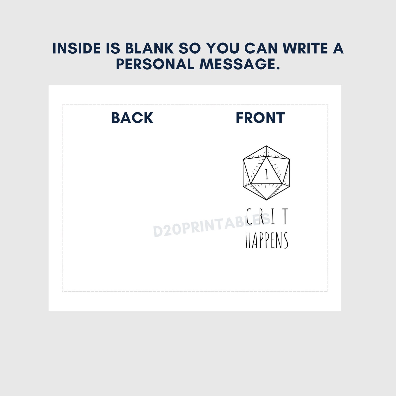 Dungeons and Dragons Sympathy Card, Crit Happens D&D Card, Nerdy Get ...