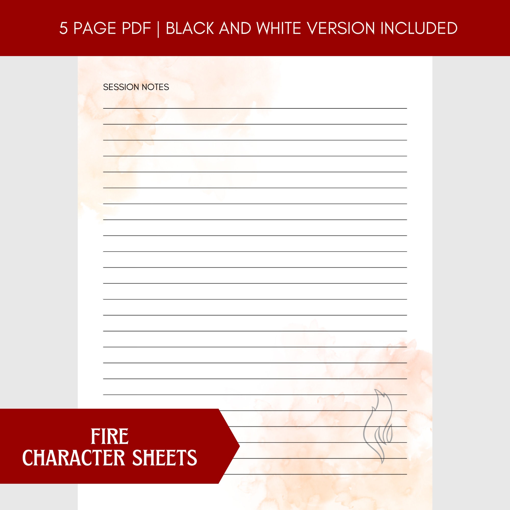 Dnd 5e Character Sheets: Fire Magic, Printable Dungeons & Dragons ...