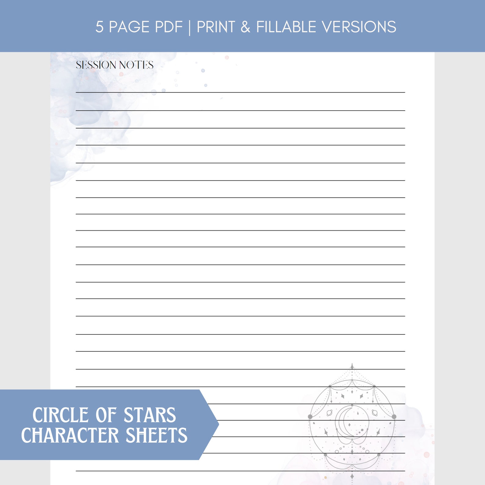 Dnd 5e Character Sheet: Circle of Stars Druid, Celestial Fillable PDF ...