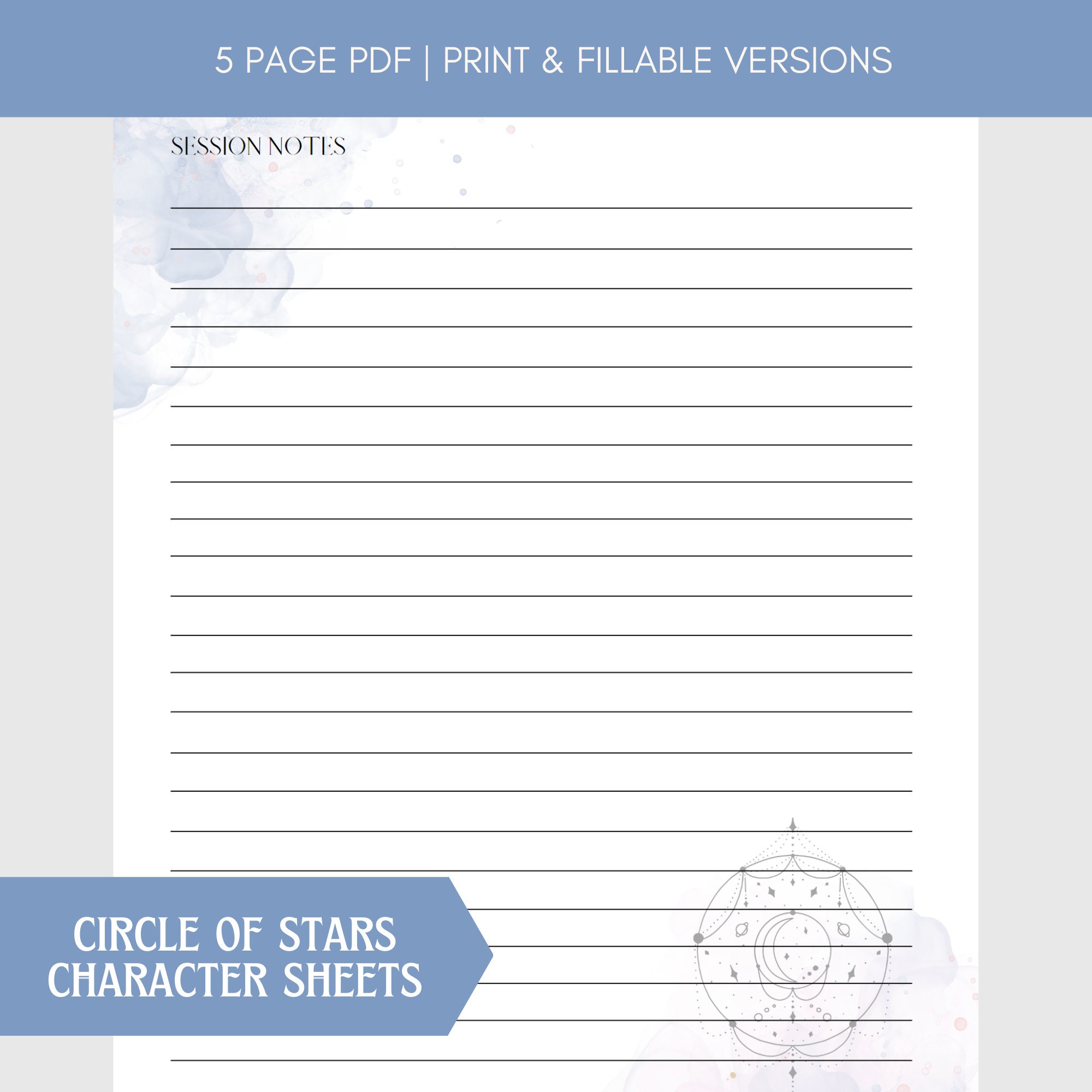 Dnd 5e Character Sheet: Circle of Stars Druid, Celestial Fillable PDF ...