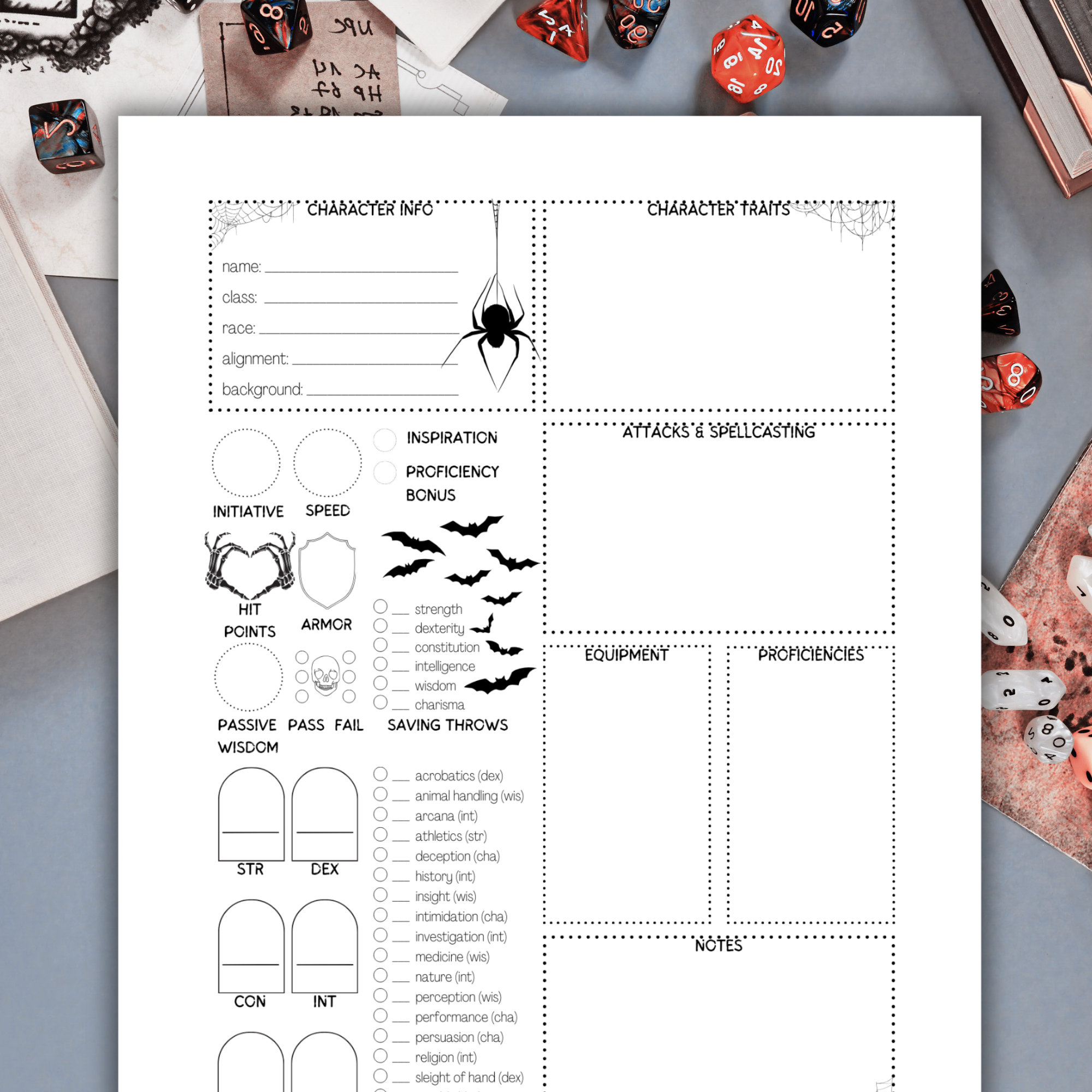 Dnd 5e Character Sheet: Spiderweb, Printable Halloween Dungeons ...