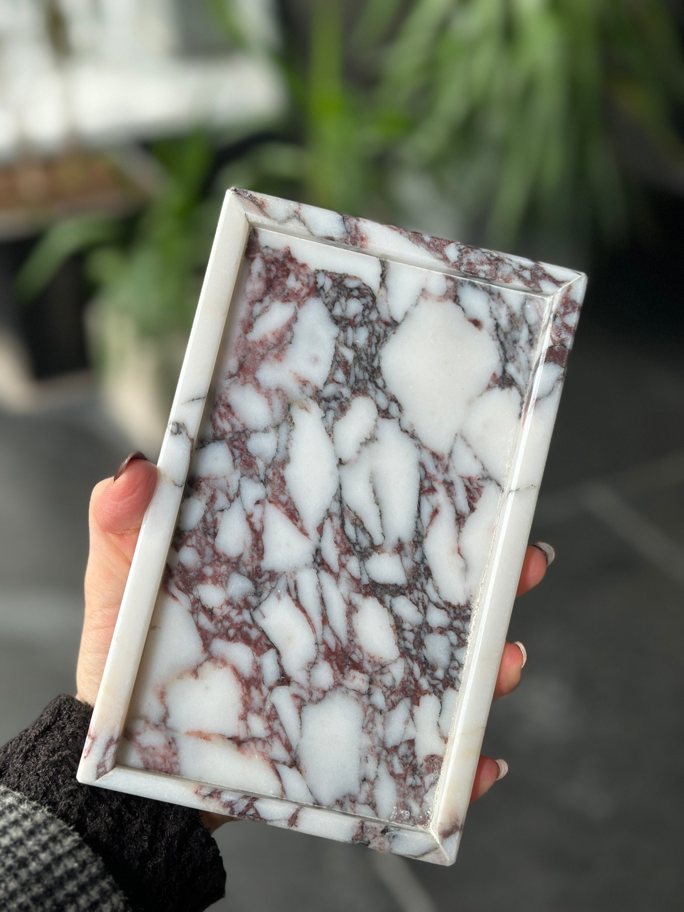 Calacatta Viola Mini Marble Tray, Decorative Tray, Jewelry Trinket Tray ...