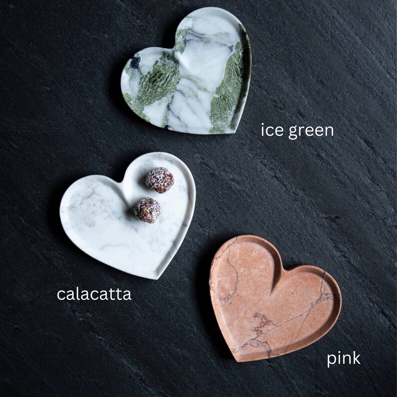 Marble Heart Plate, Marble Jewelry Trinket Dish, Marble Home Decor ...