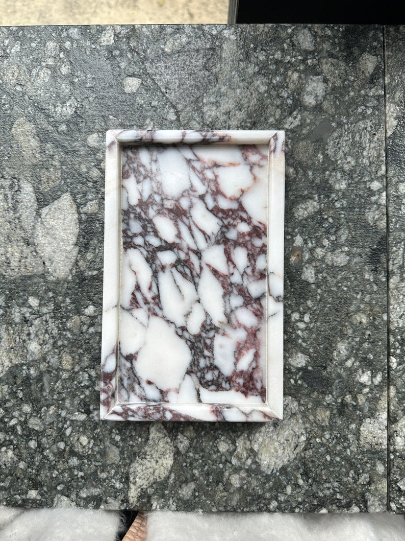Calacatta Viola Marble Tray: Rectangle Vanity Tray, Turkish Decor - Etsy