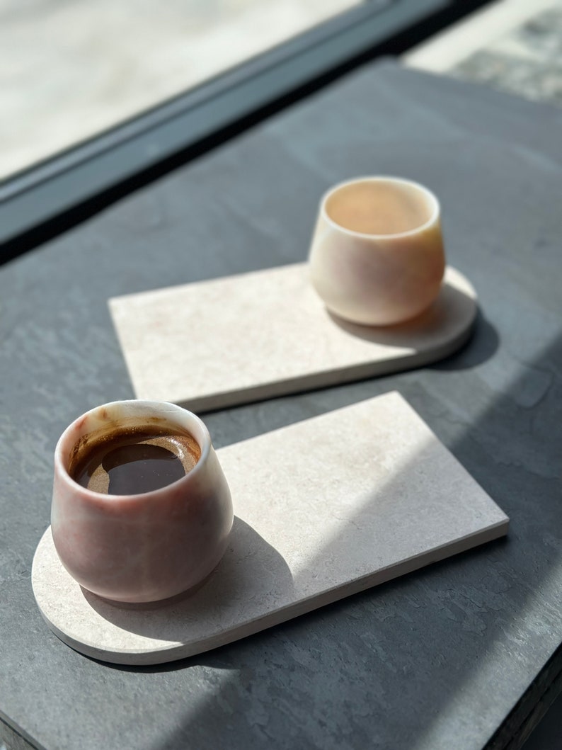 Natural Stone Coffee Cup Set, Marble Espresso Cups and Saucer, Marble ...