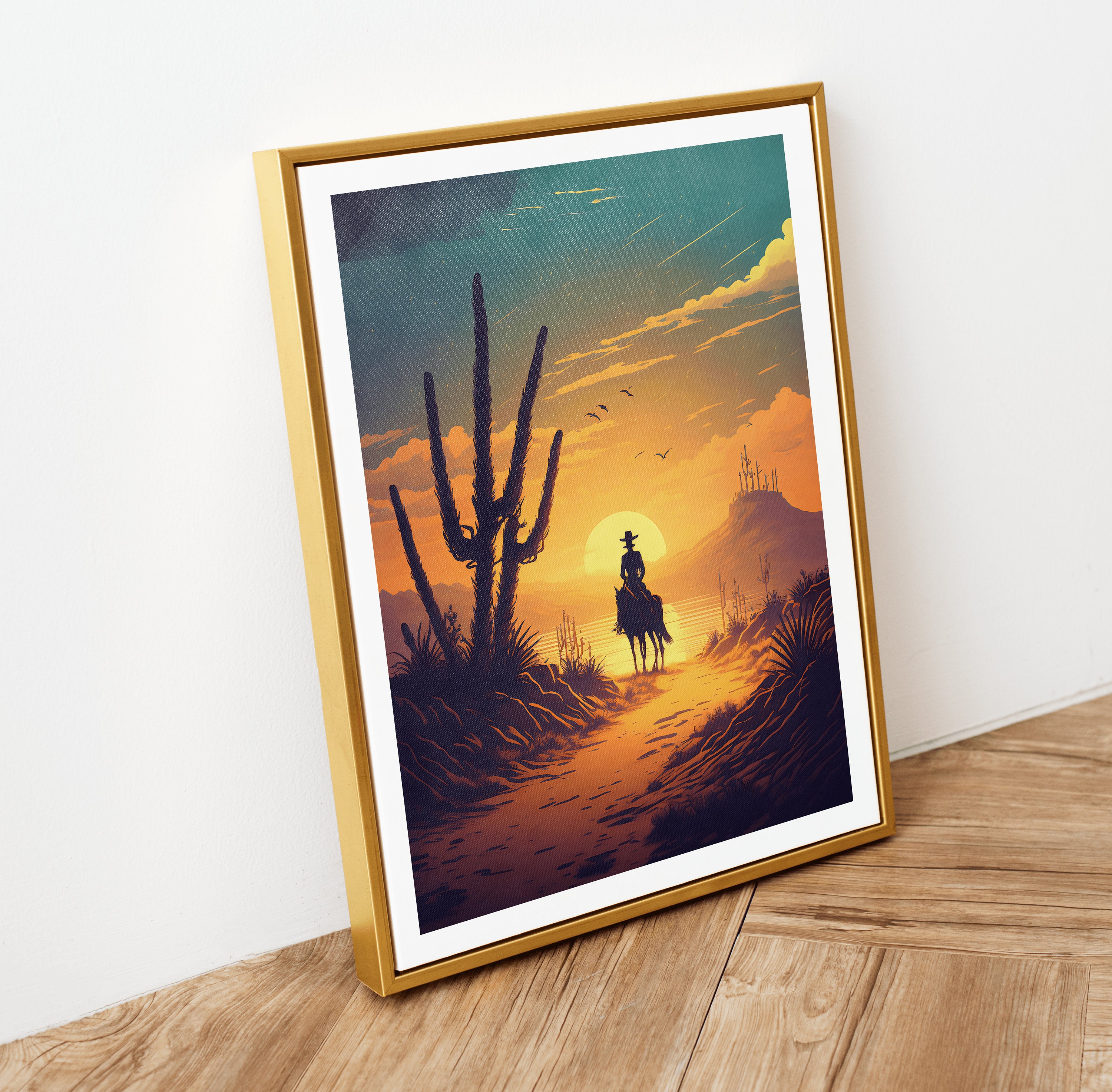 Printable Cow Boy Poster Far West Print Art Western Wall Art Digital ...