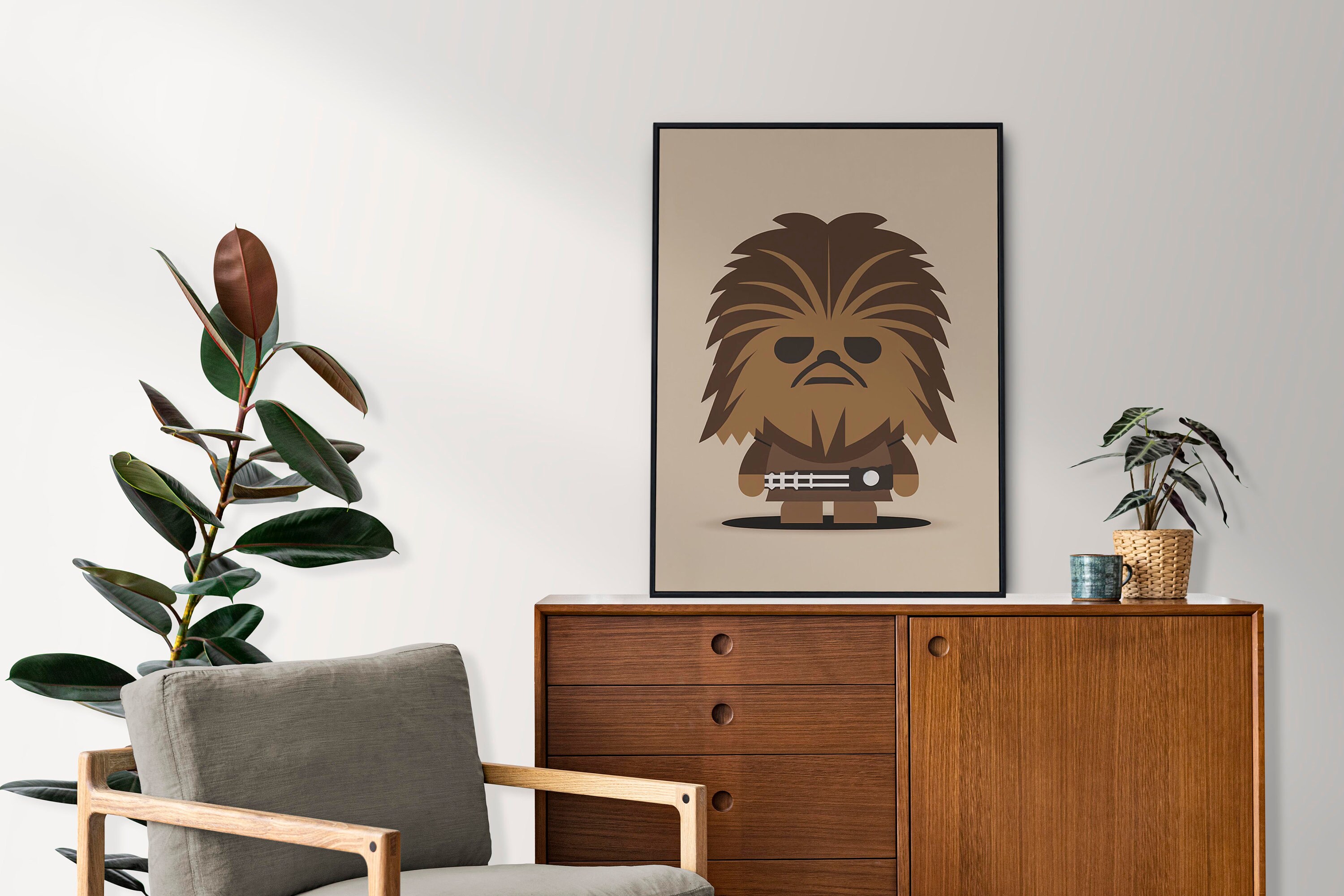 Printable Minimalist Chewbacca Poster | Star Wars Print Art | Jedi Wall ...