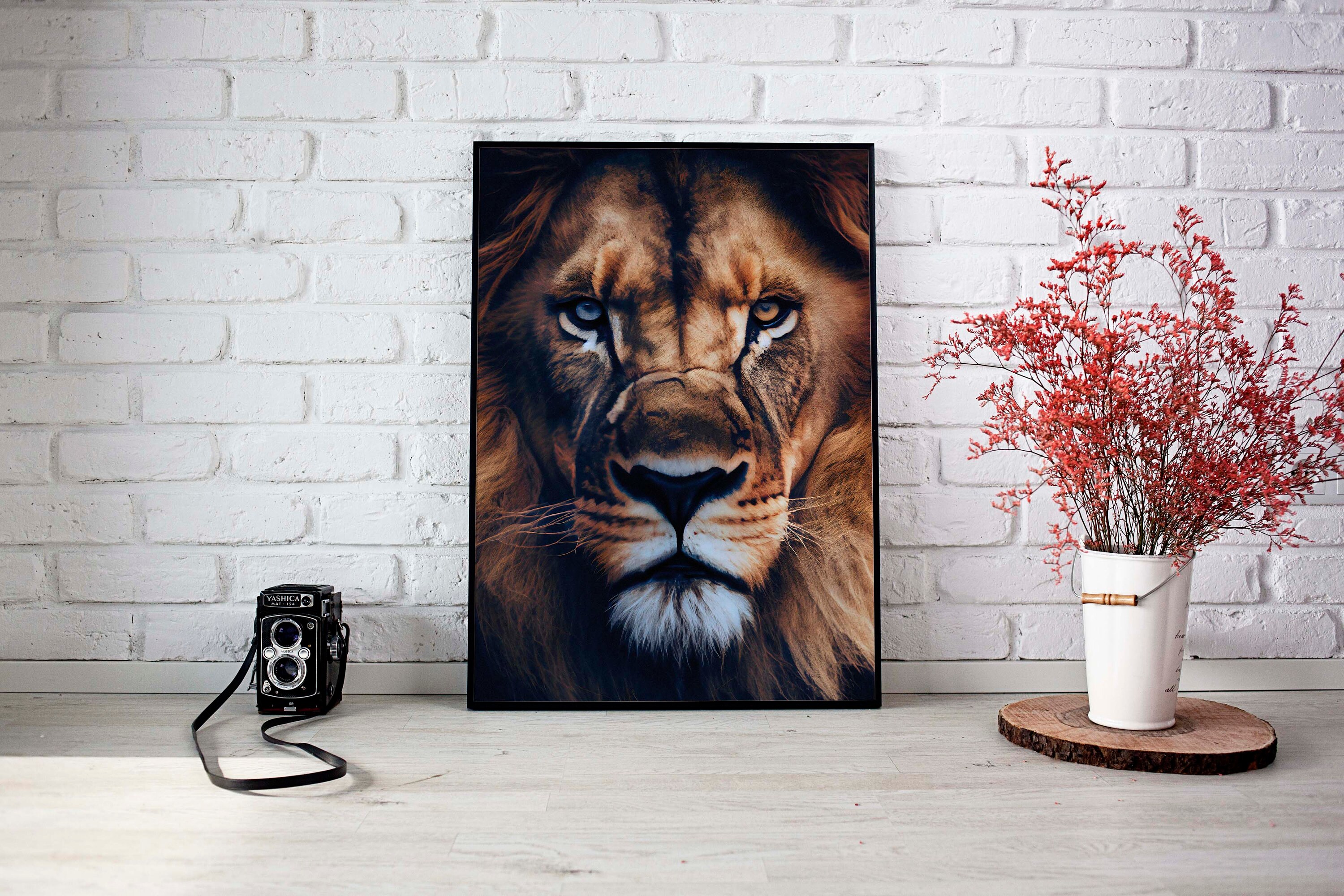 Printable Lion Poster | Animal Print Art | Nature Wall Art | Digital ...
