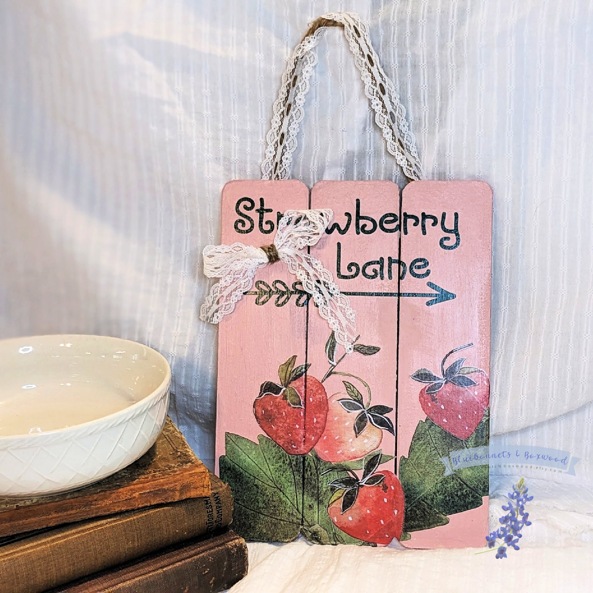 Strawberry Wood Sign - Summer Farmhouse Decor - Vintage Strawberry Girl ...