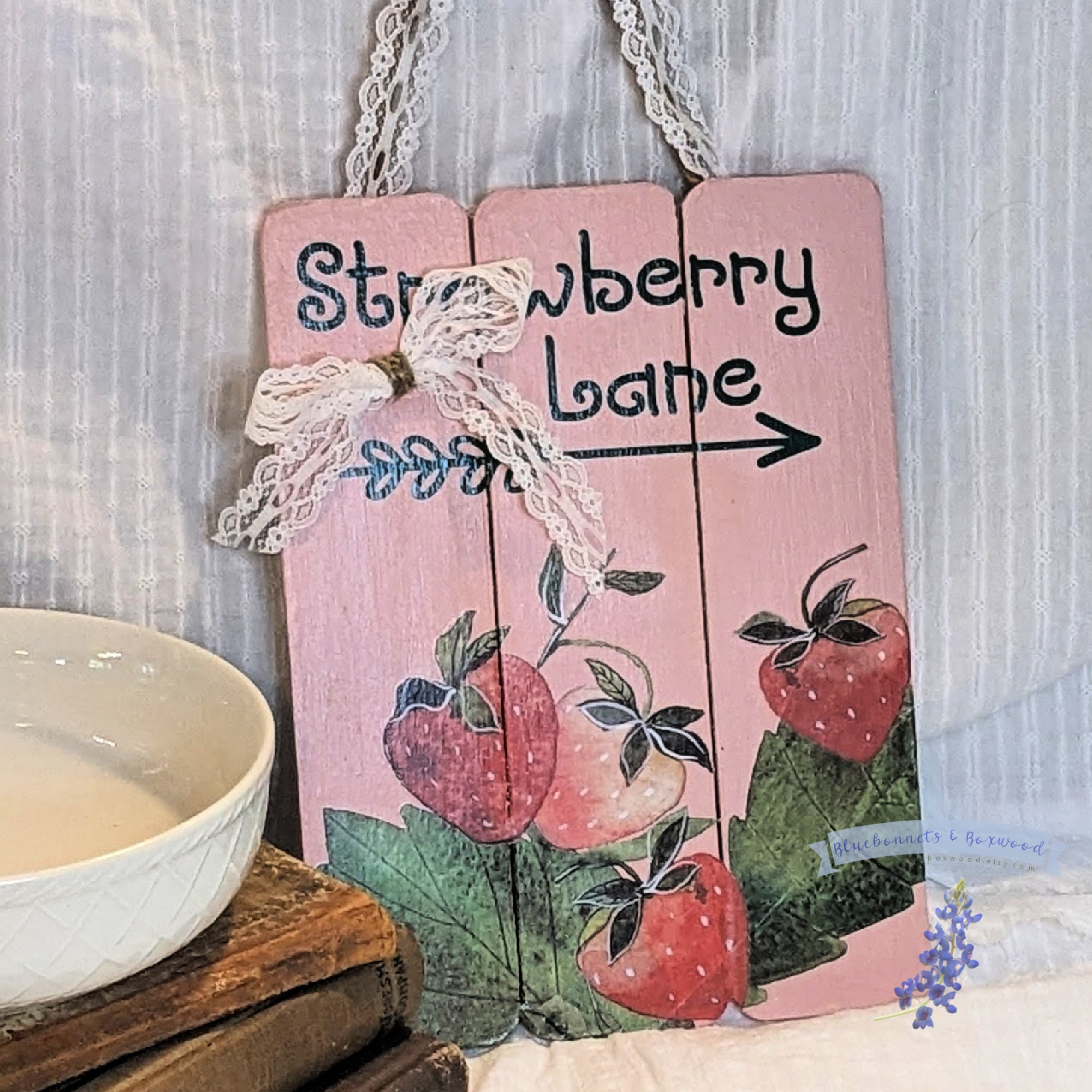 Strawberry Wood Sign - Summer Farmhouse Decor - Vintage Strawberry Girl ...