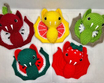 Dragon Fruit Bat || Soft Velvet Crochet Amigurumi Handmade Plush Bat - Etsy