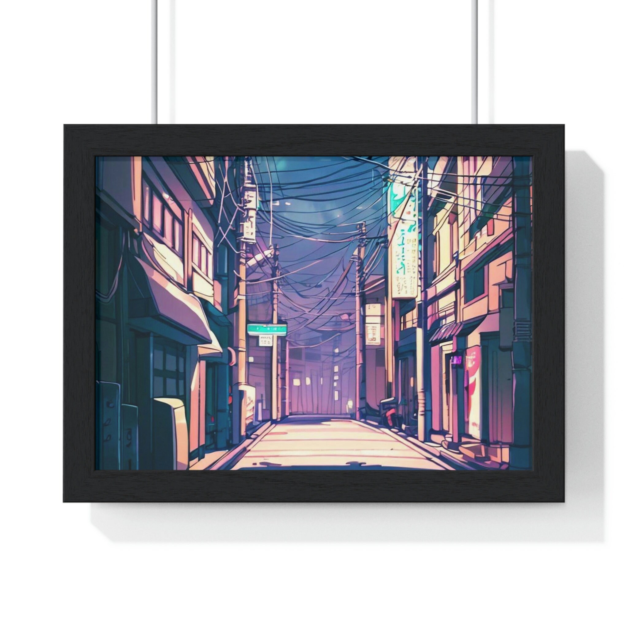 Anime Poster Anime Japanese Urban Street Premium Framed Horizontal ...