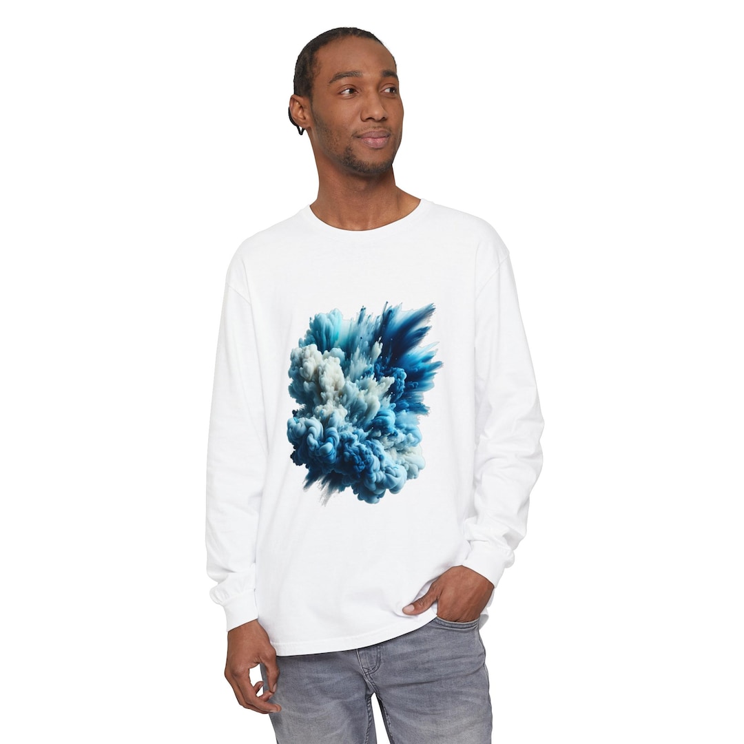 Splash Design Long Sleeve T-shirt: Garment-dyed Ring-spun Cotton - Etsy