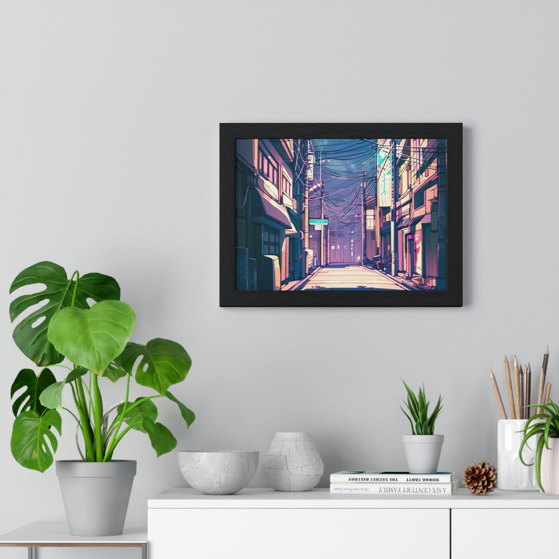 Anime Poster Anime Japanese Urban Street Premium Framed Horizontal ...