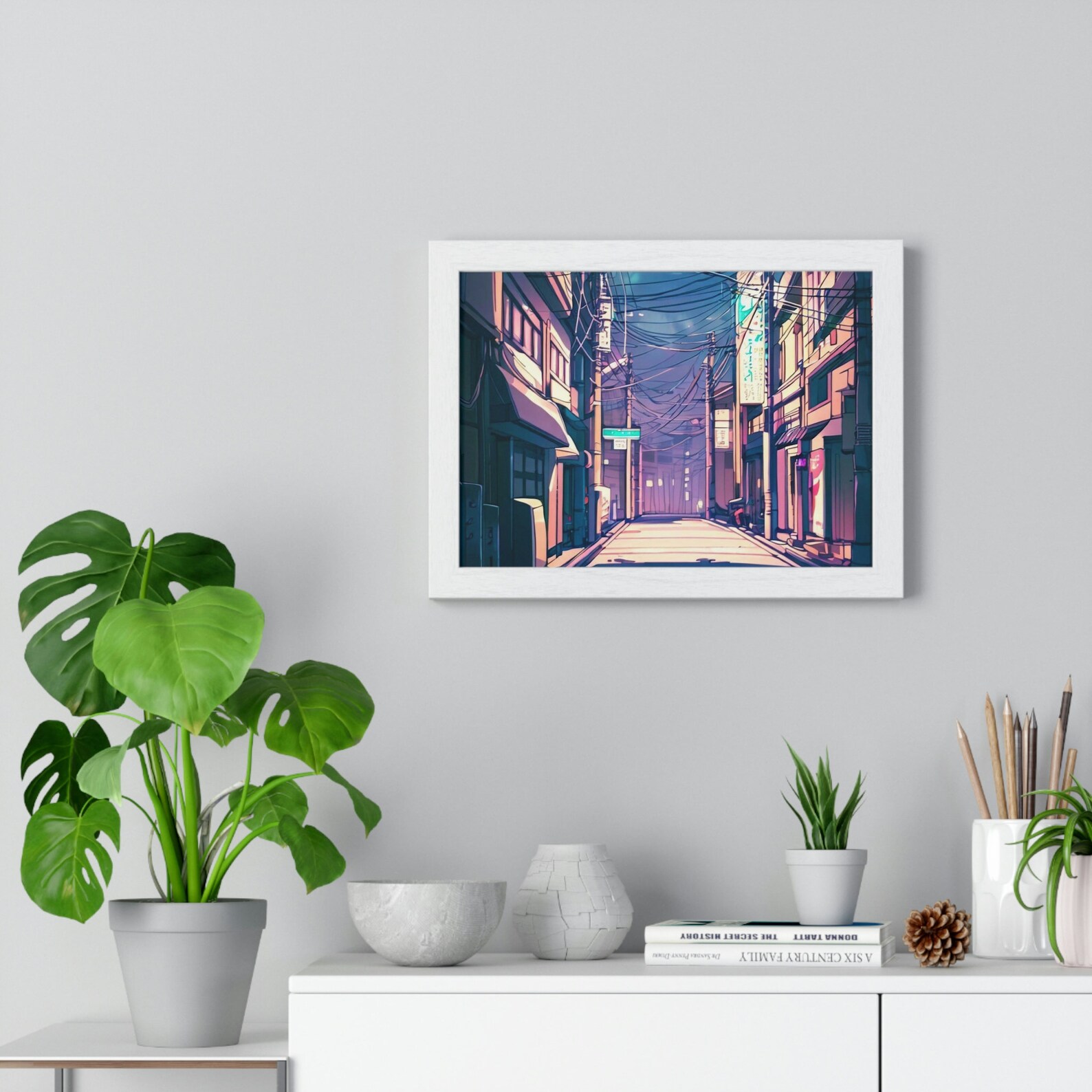 Anime Poster Anime Japanese Urban Street Premium Framed Horizontal ...