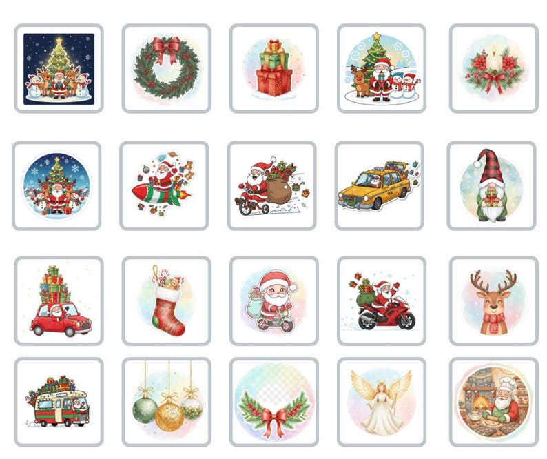 Christmas Sticker PNG Bundle – Kawaii Holiday Clipart (digital Download ...