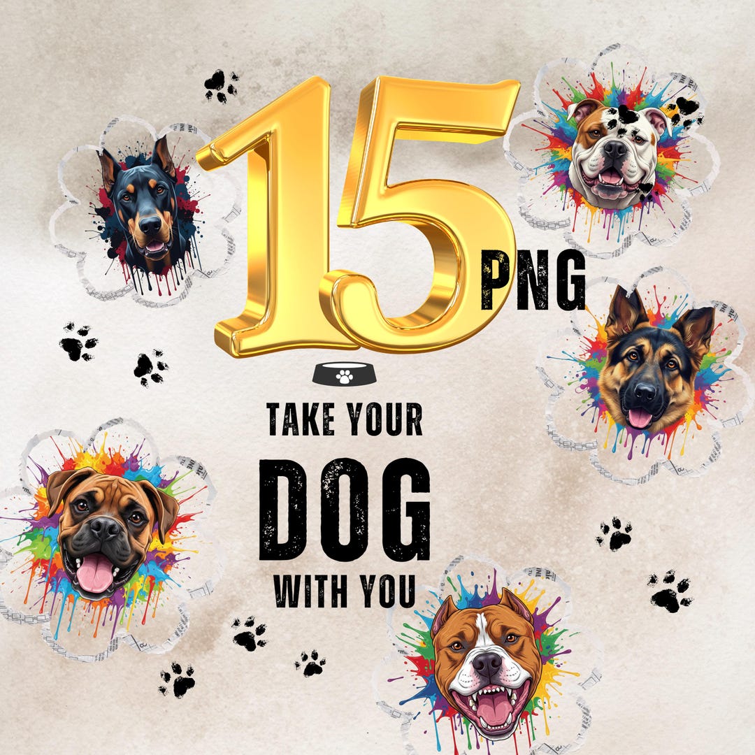 15 Dog PNG Bundle | Color Splash Dog Portraits | Sublimation Design - Etsy